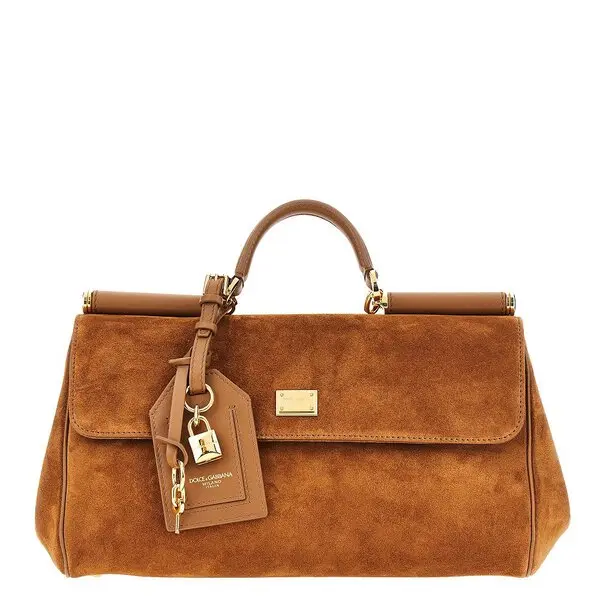 Dolce & Gabbana Suede Leather 'my Sicily' Handbag - Beige
