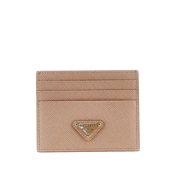 Prada Saffiano Leather Cardholder With Logo - Pink