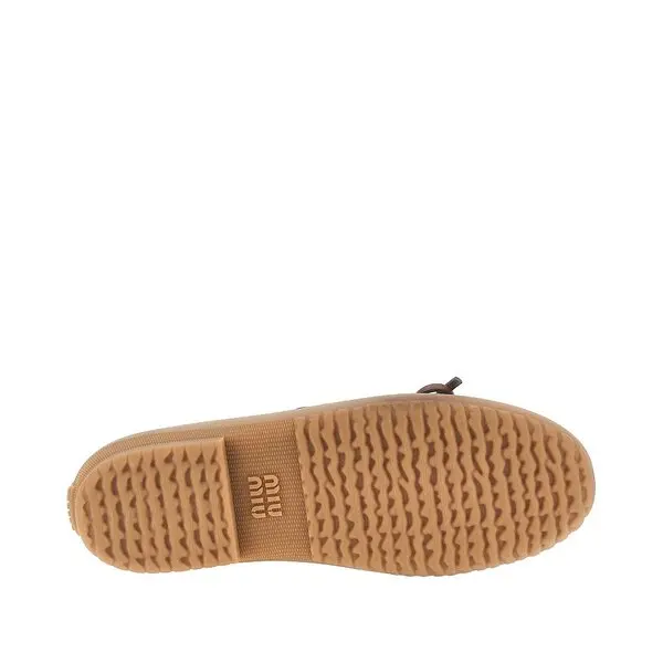 Miu Miu Leather Boat Shoes With Embossed Logo