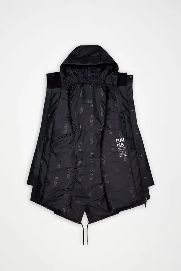 Rains Nome Long Parka: Waterproof & Insulated Outerwear - Black