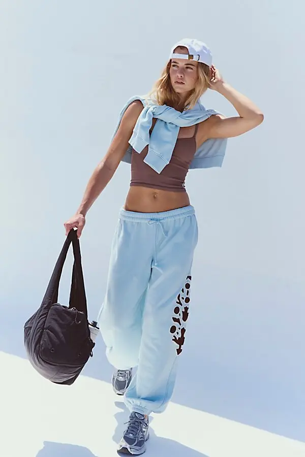 Free People All Star Embroidered Joggers - Cool Down Combo