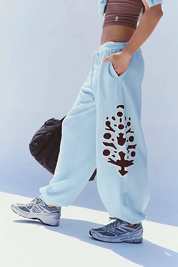 Free People All Star Embroidered Joggers - Cool Down Combo