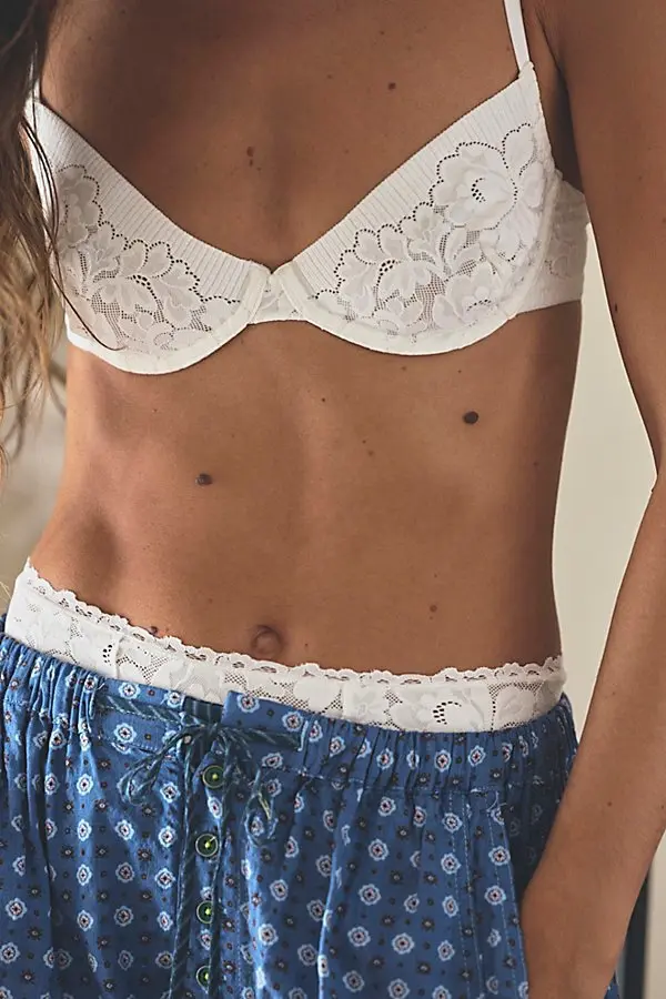 Free People Smooth Talking Lace Demi Underwire Bra - Clean Ivory