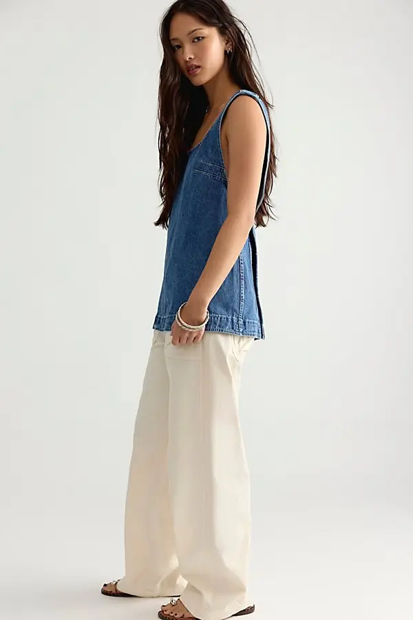 Free People Down In The Valley Denim Short Set - True Blue