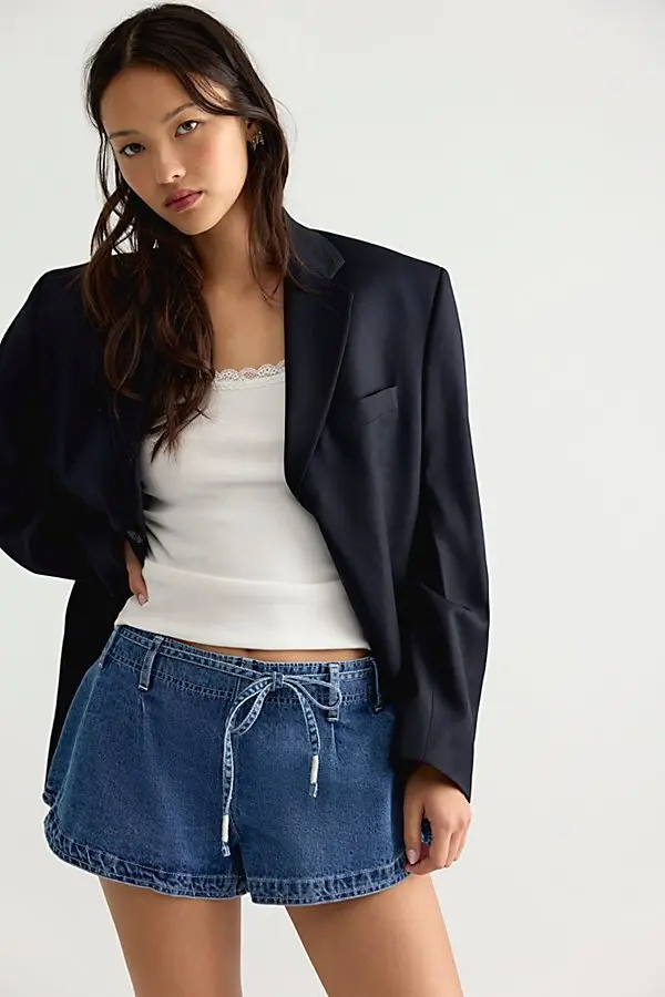 Free People Down In The Valley Denim Short Set - True Blue