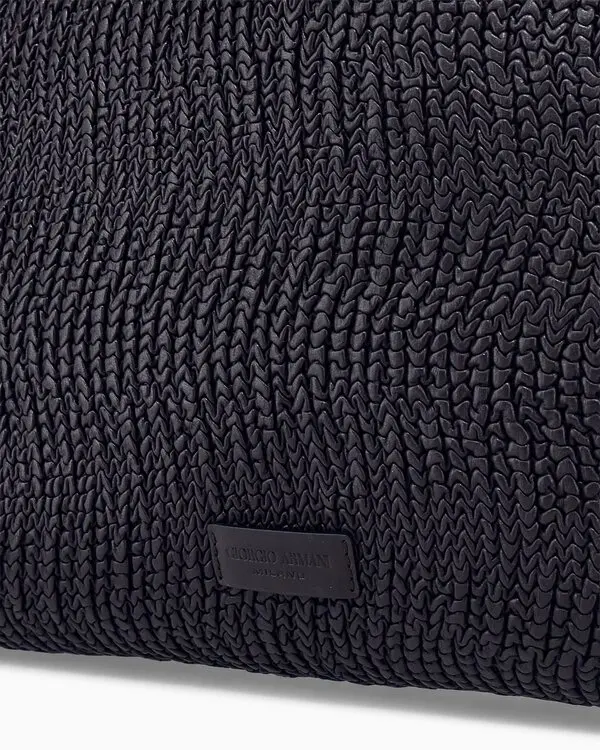 Giorgio Armani Micro Pleated Leather Shopper Bag With Woven Pattern
