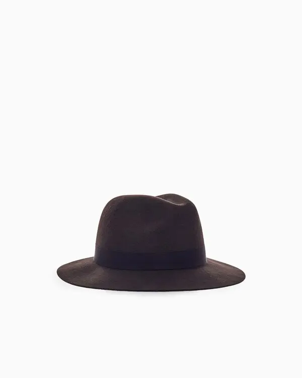 Giorgio Armani Classic Felt Hat In Virgin Wool With An Acrylic Sweatband - Brown
