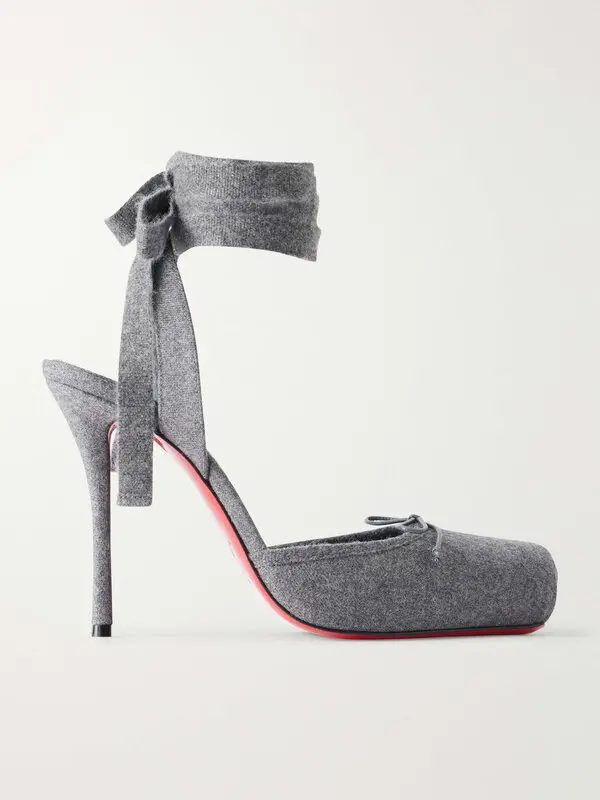 CHRISTIAN LOUBOUTIN Cassia 100 Flannel Ballerina Pumps - Gray