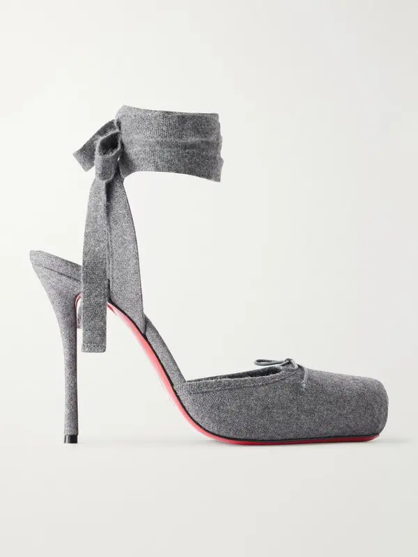 CHRISTIAN LOUBOUTIN Cassia 100 Flannel Ballerina Pumps - Gray