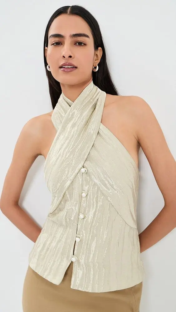 Rosie Assoulin Twisted Halter Top