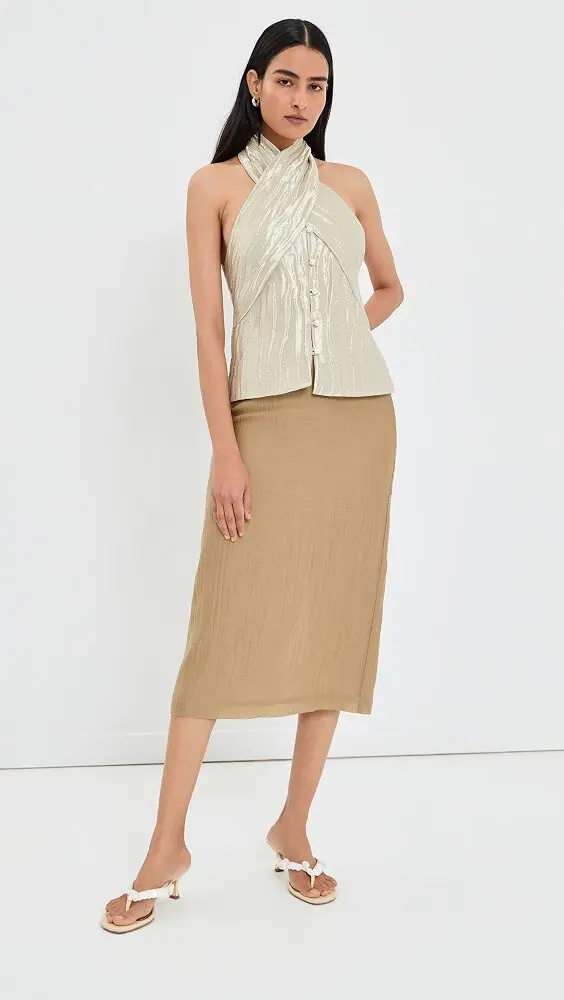 Rosie Assoulin Twisted Halter Top
