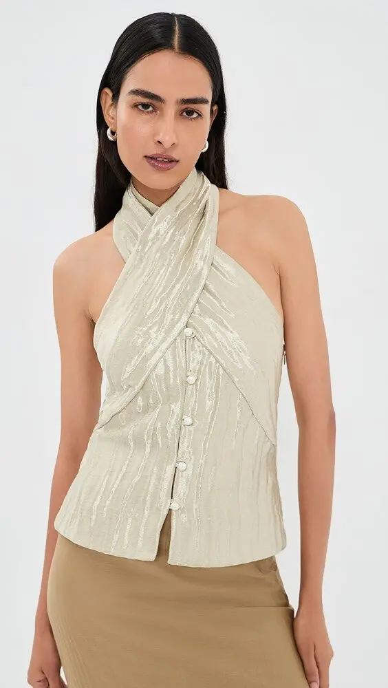 Rosie Assoulin Twisted Halter Top