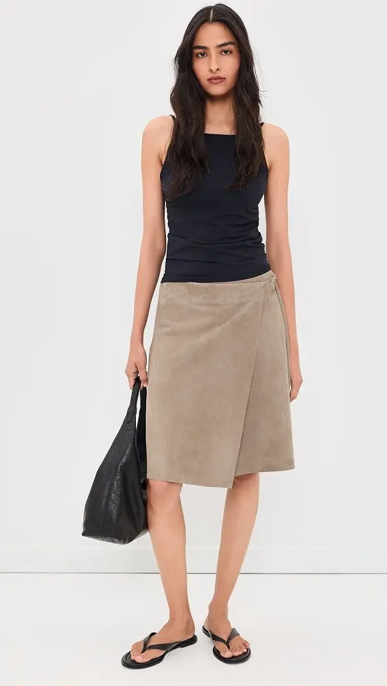 ST. AGNI Suede Everyday Wrap Skirt