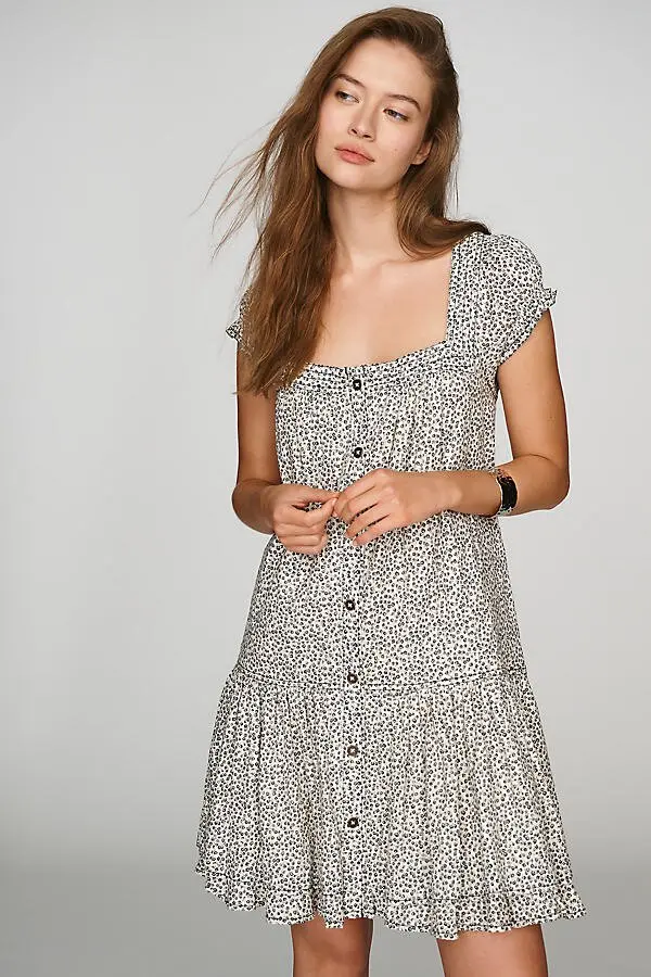 PILCRO 100% Cotton Ruffle Mi Dress