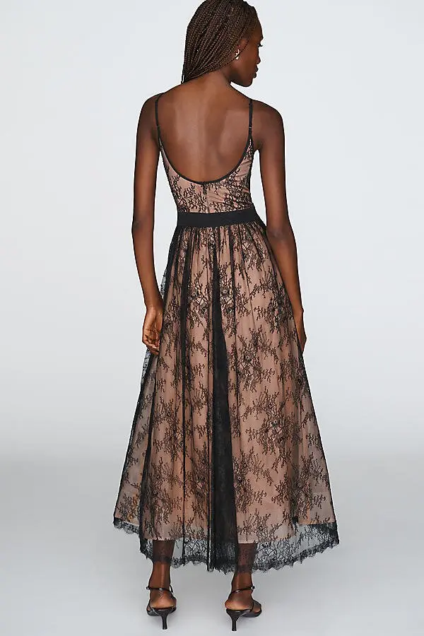 Anthropologie Lace Organza Midi Dress