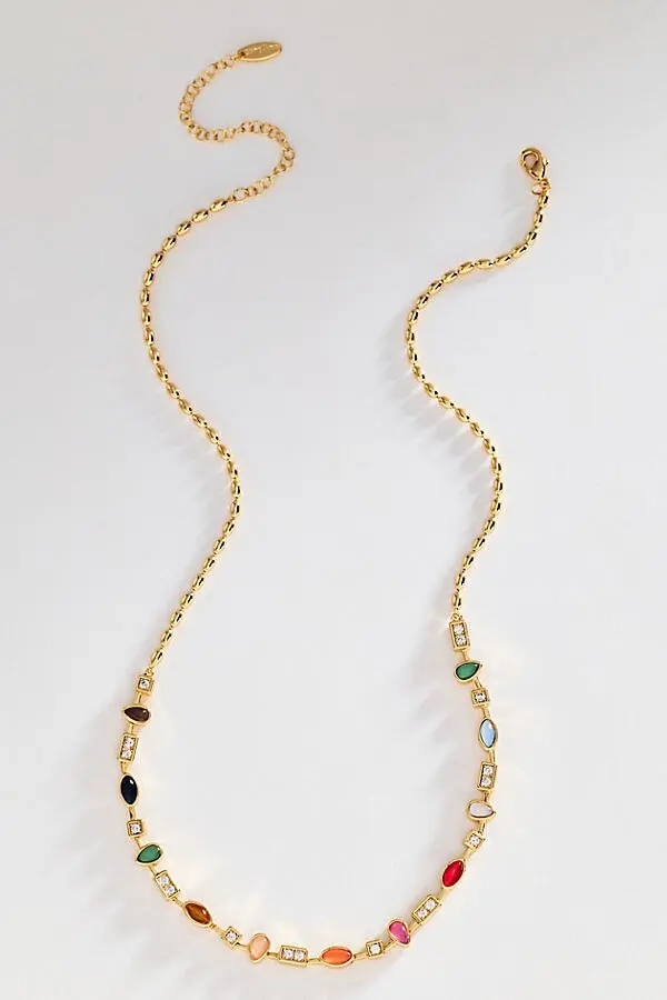 Anthropologie Mixed Up Gemstone Necklace - Multi