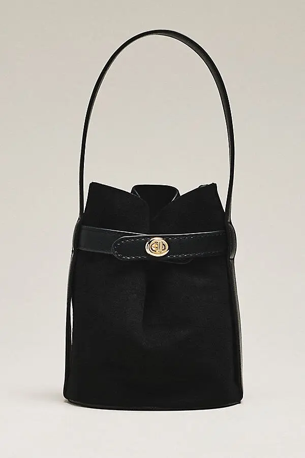 Anthropologie Faux Suede Buckle Bucket Bag