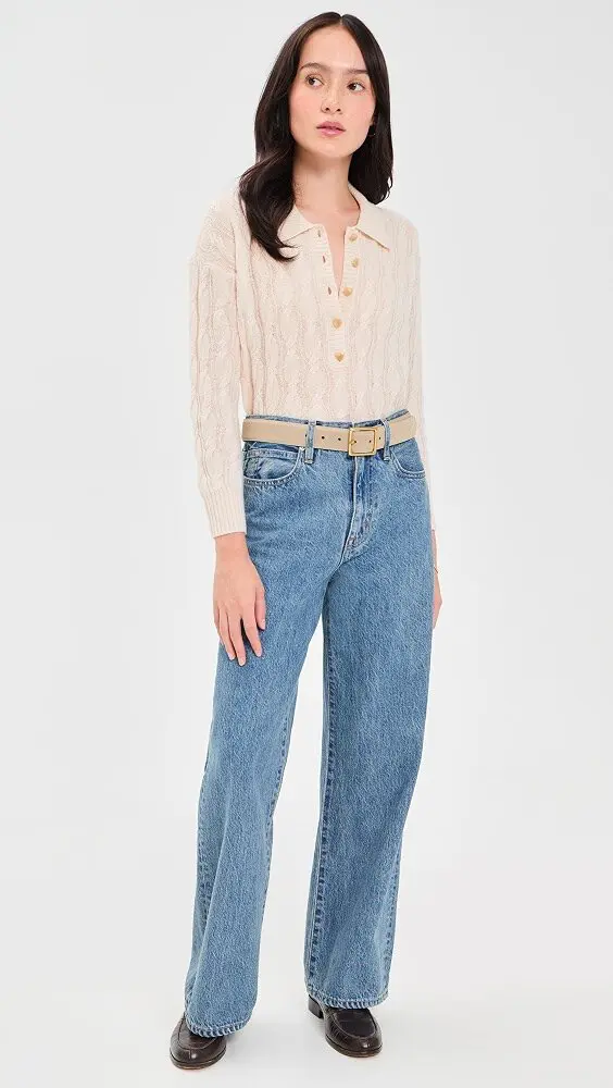 L'Agence Airy Cabled Knit Sweater
