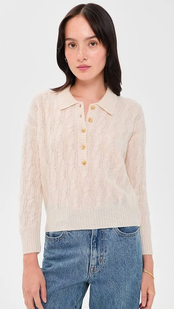 L'Agence Airy Cabled Knit Sweater