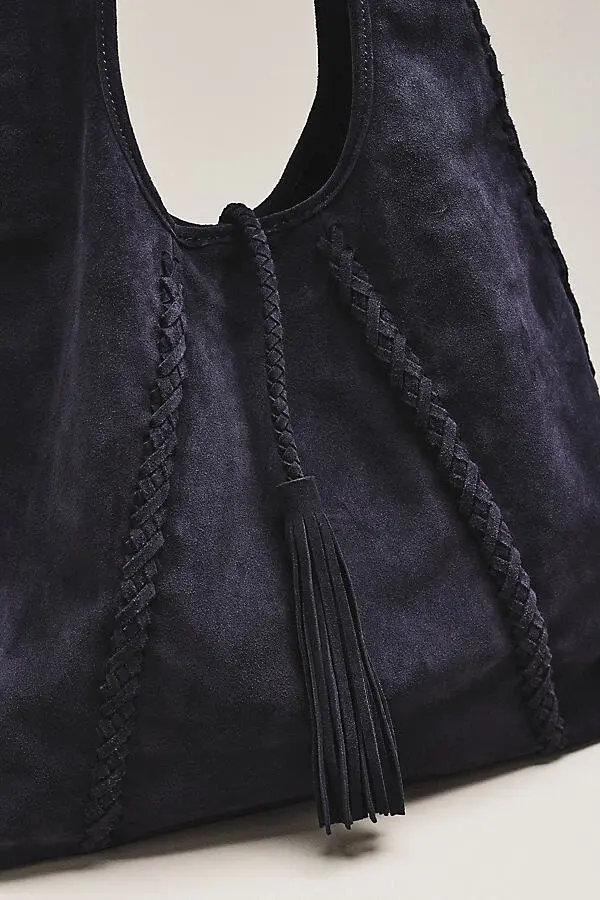 BTB LOS ANGELES Suede Tassel Hobo Bag - Navy Suede