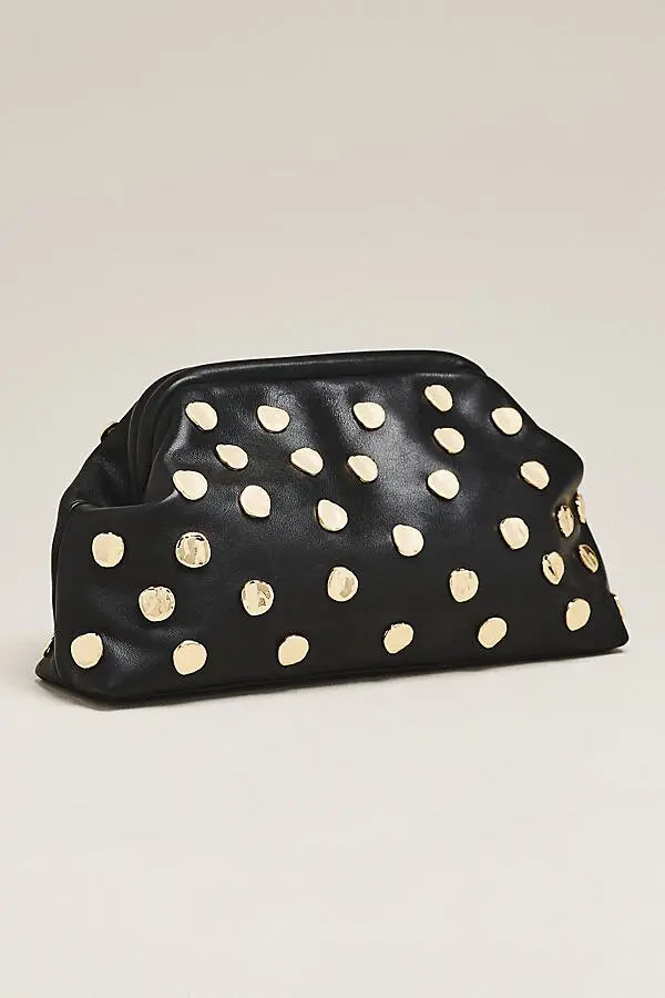 BTB LOS ANGELES Josephe Leather Studded Clutch