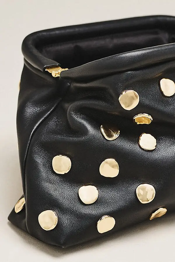 BTB LOS ANGELES Josephe Leather Studded Clutch