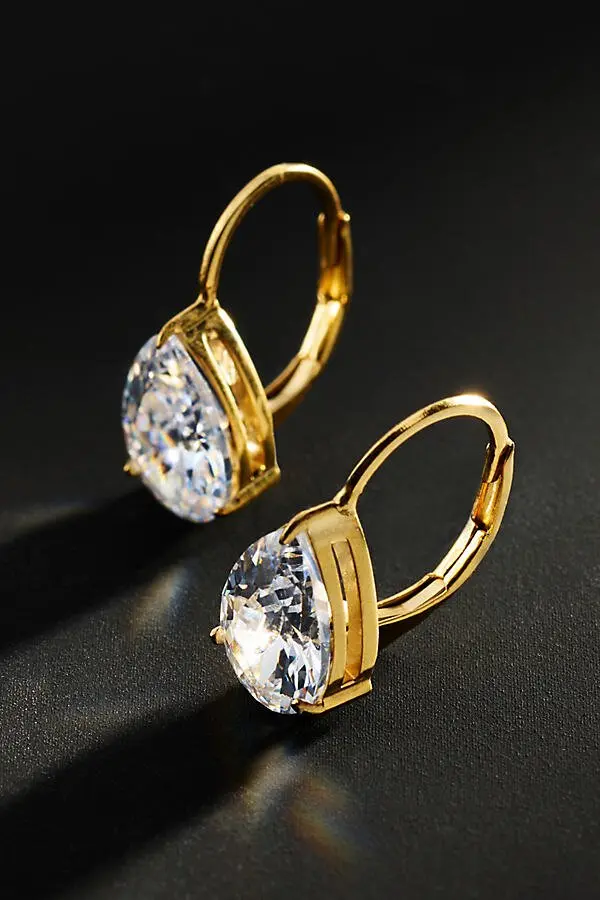 Anthropologie Demi-fe Pear Crystal Earrgs - Gold