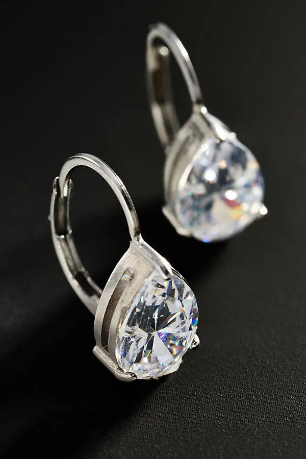 Anthropologie Demi-fe Pear Crystal Earrgs - Silver
