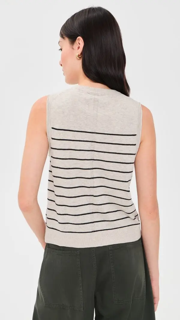 LA LIGNE Striped Knit Sweater Vest - Tan/black