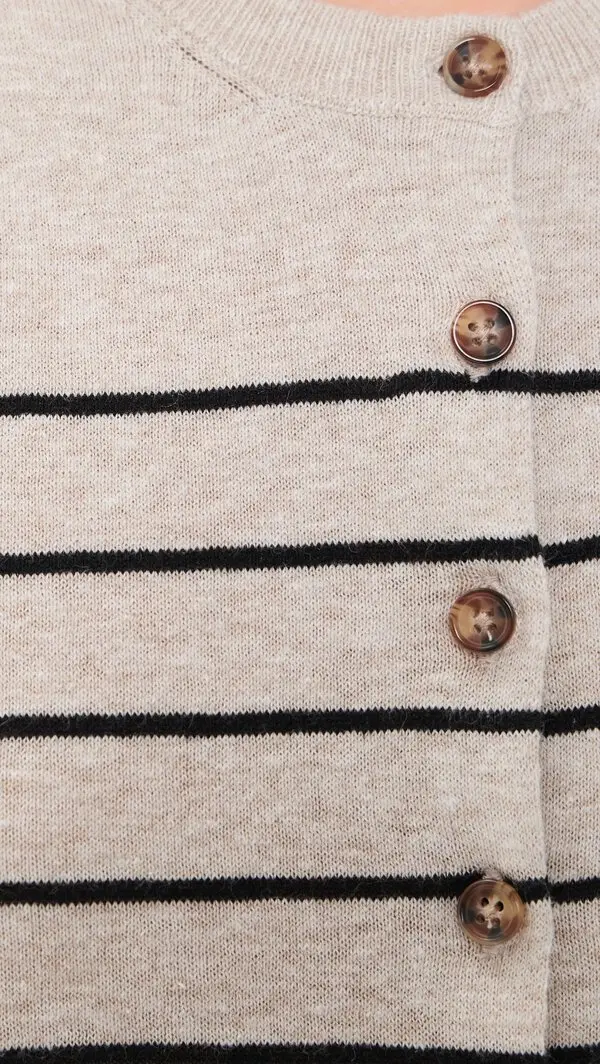 LA LIGNE Striped Knit Sweater Vest - Tan/black