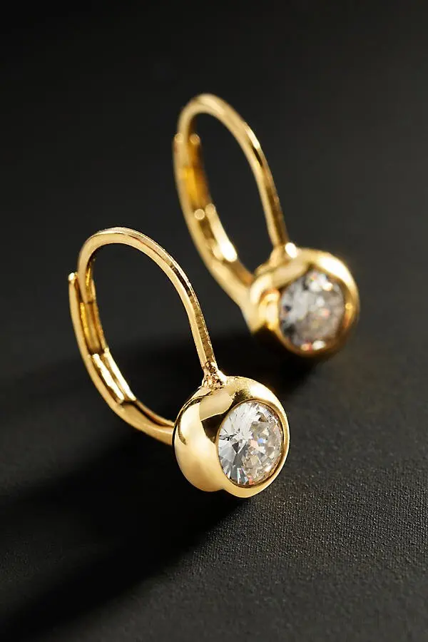 Anthropologie Demi-fe Crystal Bezel Earrgs - Gold