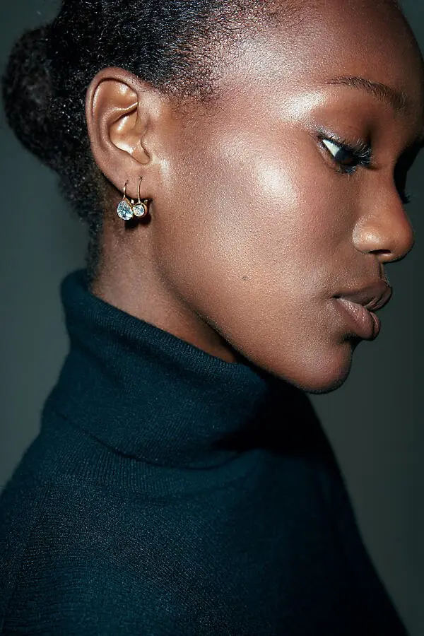 Anthropologie Crystal Bezel Drop Earrings - Gold