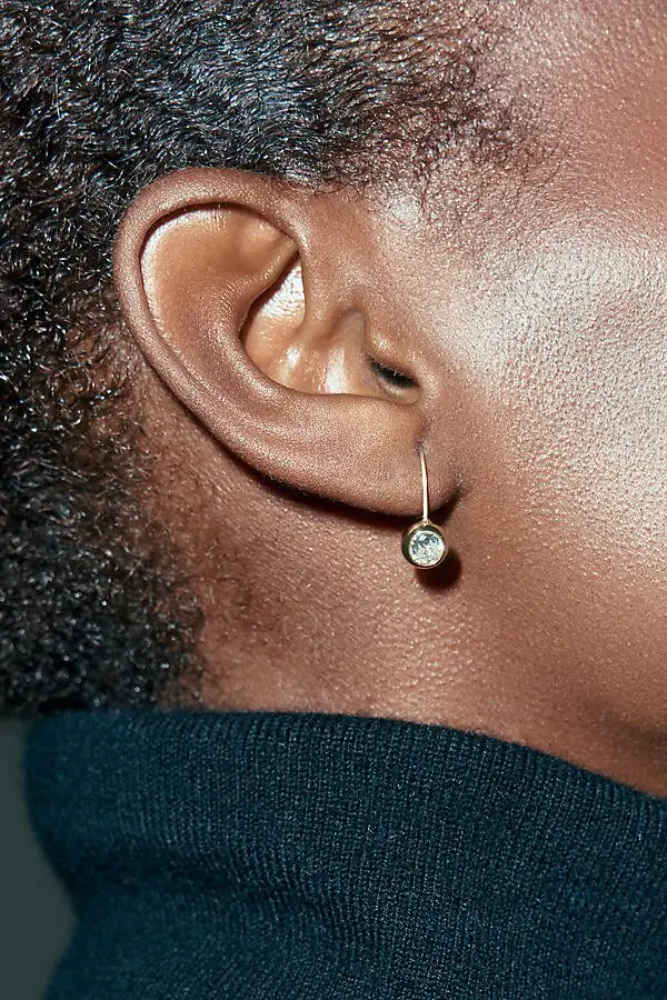 Anthropologie Crystal Bezel Drop Earrings - Gold