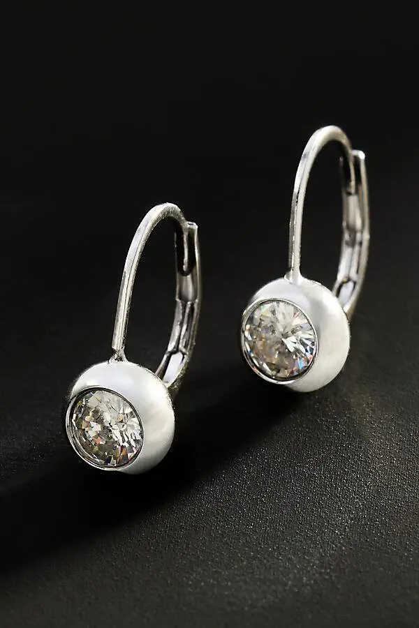 Anthropologie Demi-fe Crystal Bezel Earrgs - Silver