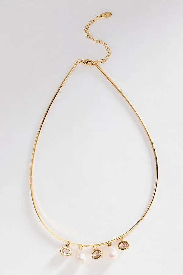 Anthropologie Mixed Pearl Collar Necklace - Gold