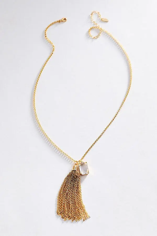 Anthropologie Frged Crystal Pendant Necklace - Gold