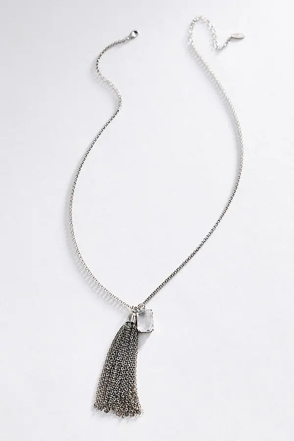 Anthropologie Frged Crystal Pendant Necklace - Silver