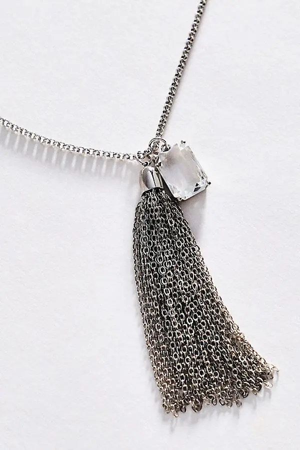 Anthropologie Frged Crystal Pendant Necklace - Silver