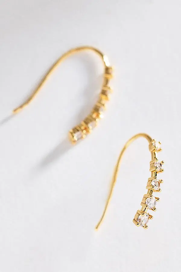 Anthropologie Crystal Hook Earrgs - Gold