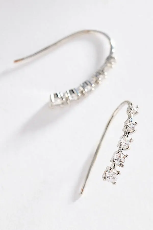 Anthropologie Crystal Hook Earrgs - Silver