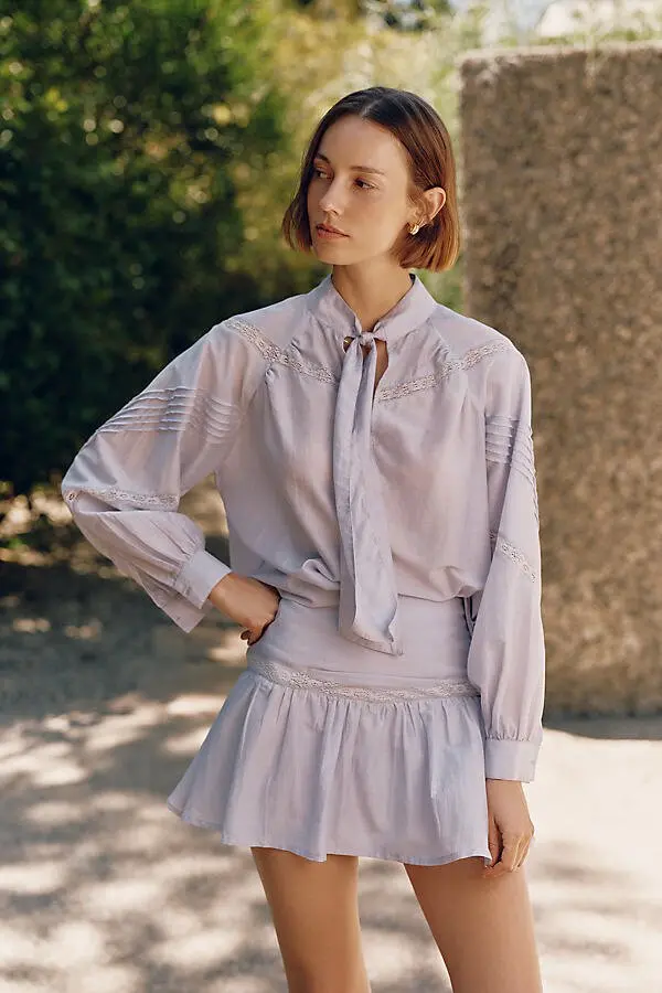 SNDYS. Kendall Cotton Silk Skirt - Blue