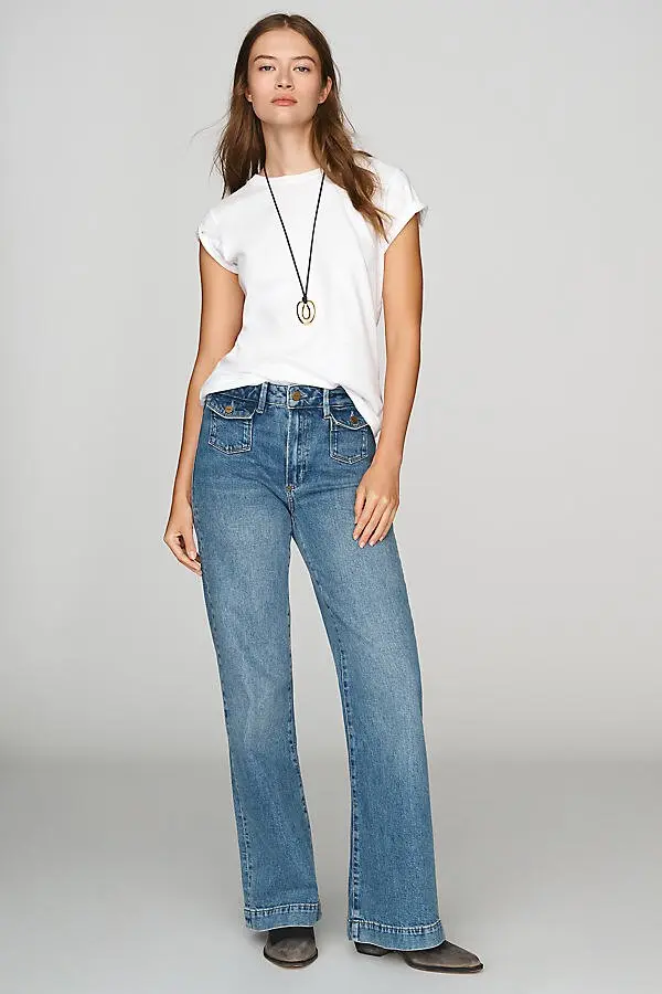 Paige Leenah " High-rise Flared Jeans - Medium Denim
