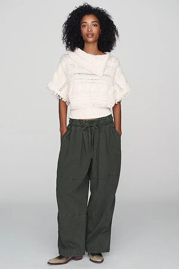 Anthropologie Tie-front Wide-leg Pants - Capulet Olive
