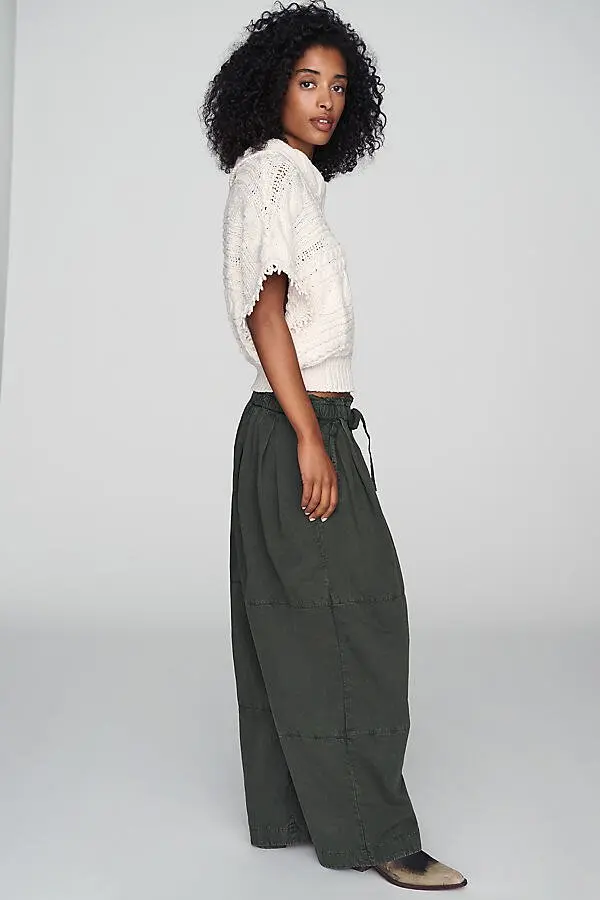 Anthropologie Tie-front Wide-leg Pants - Capulet Olive