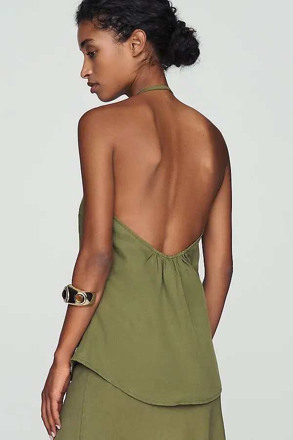 Anthropologie Bias Wrap Halter Top