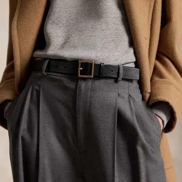 Ralph Lauren Square Buckle Leather Belt - Black