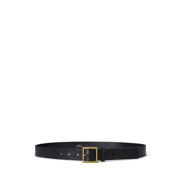 Ralph Lauren Square Buckle Leather Belt - Black