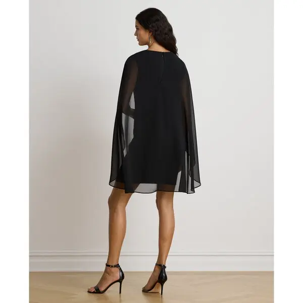 Ralph Lauren Cape Georgette Cocktail Dress