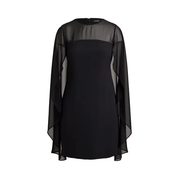 Ralph Lauren Cape Georgette Cocktail Dress
