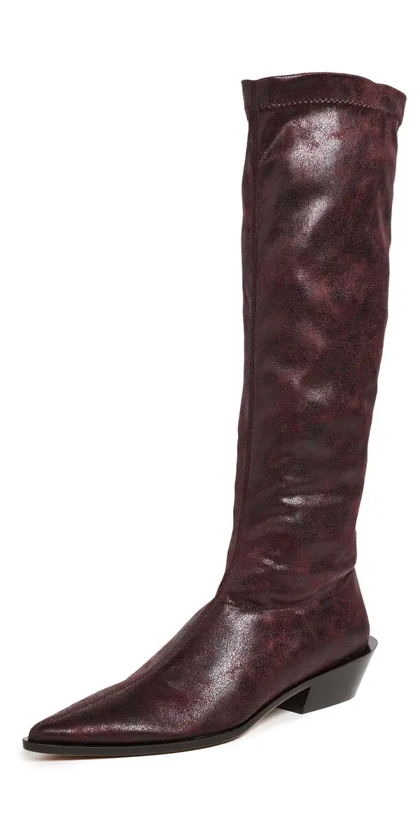 Tibi Bronson Knee High Faux Leather Boots - Wine